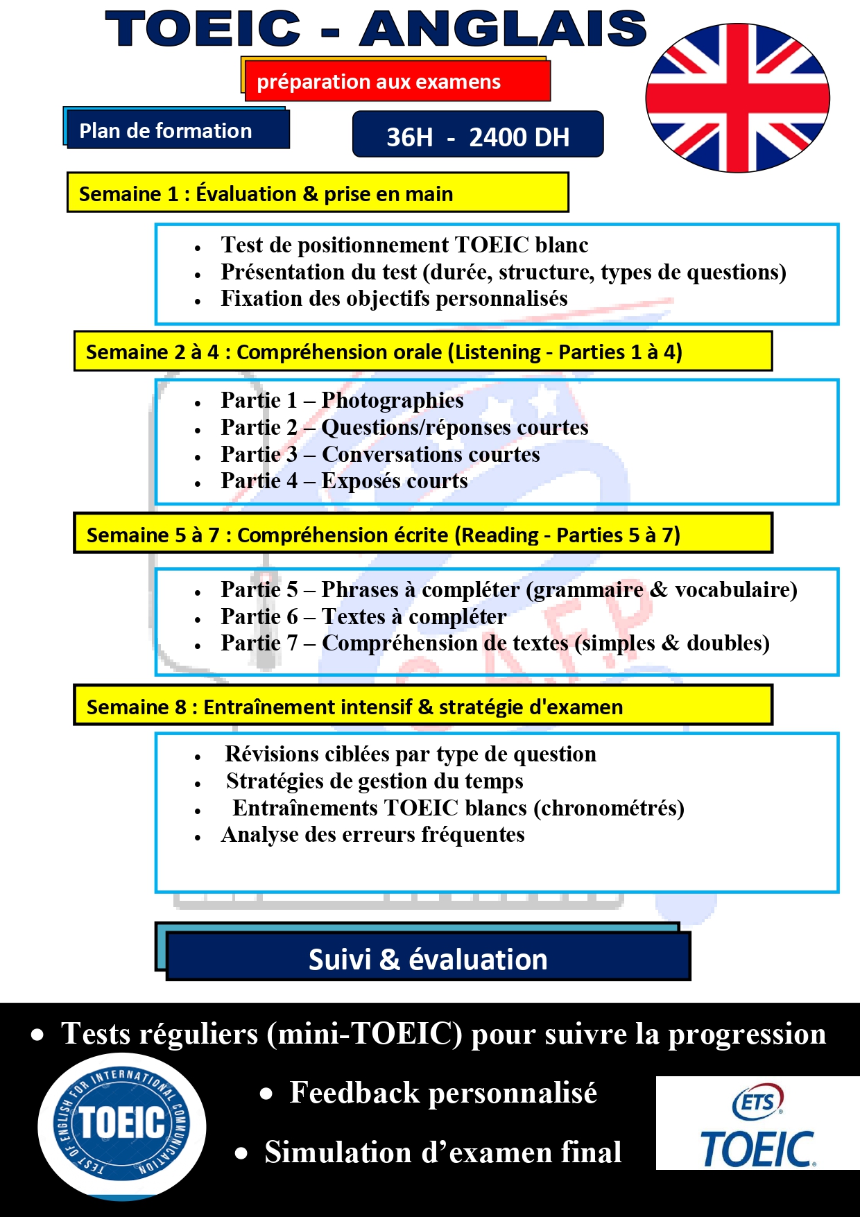 TOEIC | Centre de formation : Tél 0700111605 - 0707111898 - 0537363136